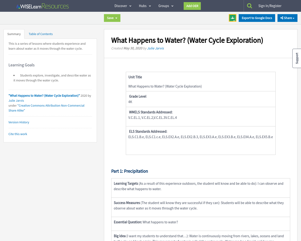 What Happens to Water? (Water Cycle Exploration) | WISELearn Resources