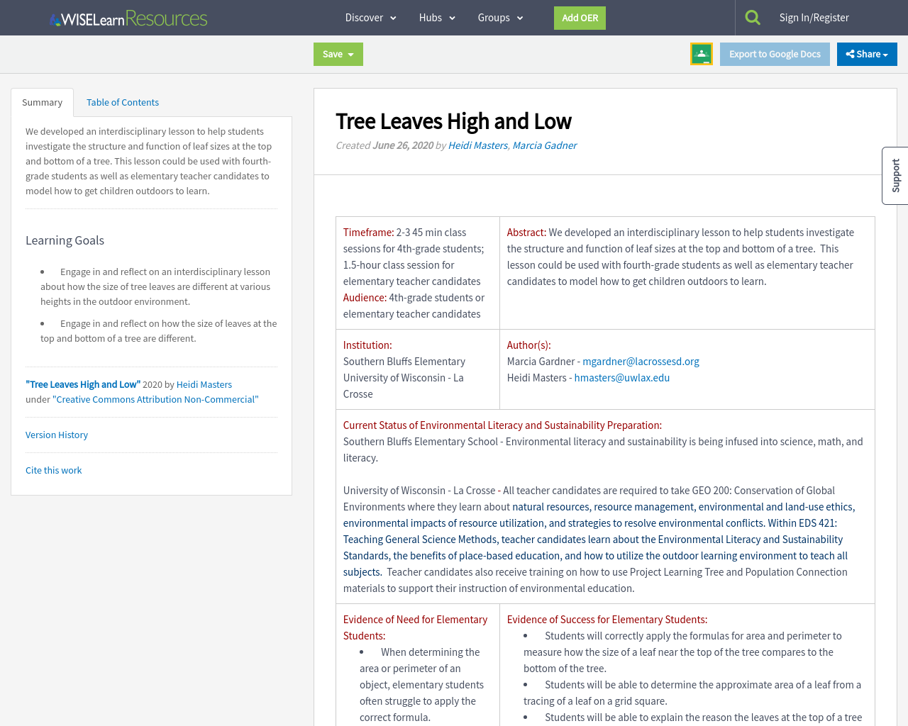 Tree Leaves High and Low | WISELearn Resources