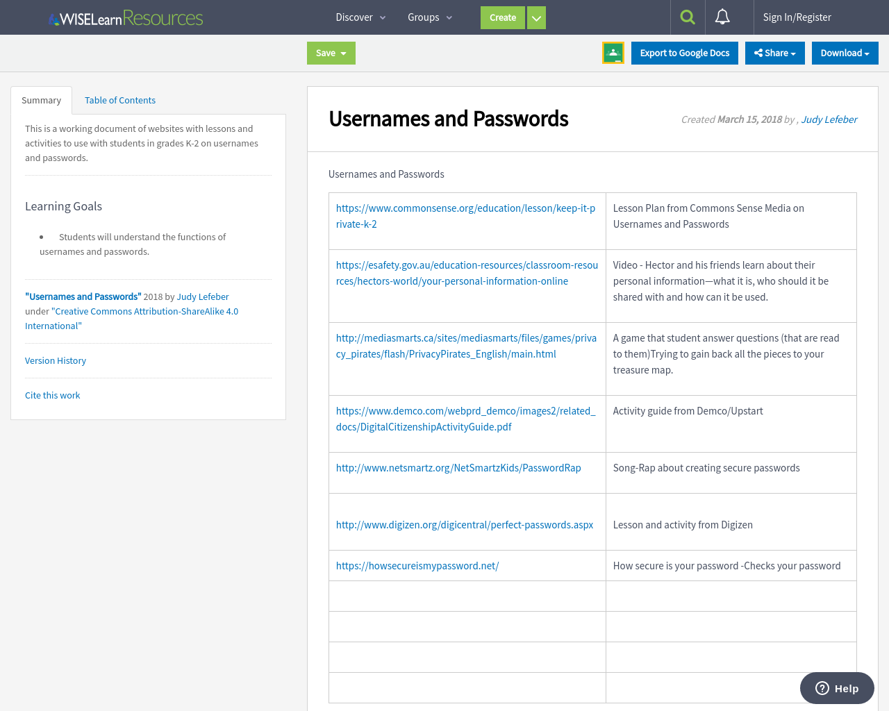 Usernames and Passwords | WISELearn Resources