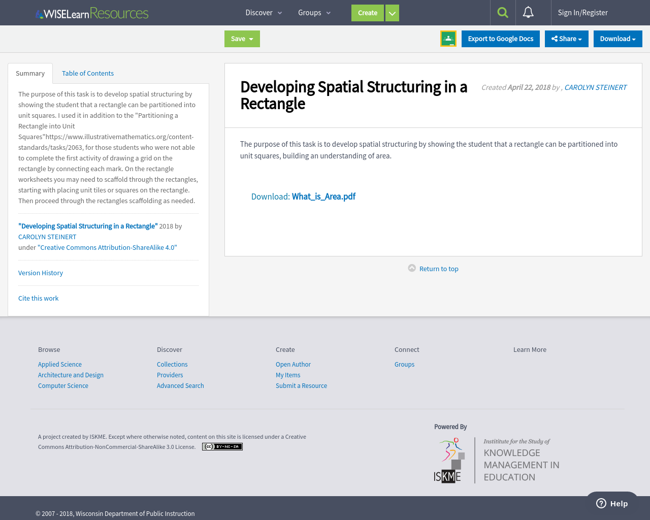 Developing Spatial Structuring in a Rectangle | WISELearn Resources