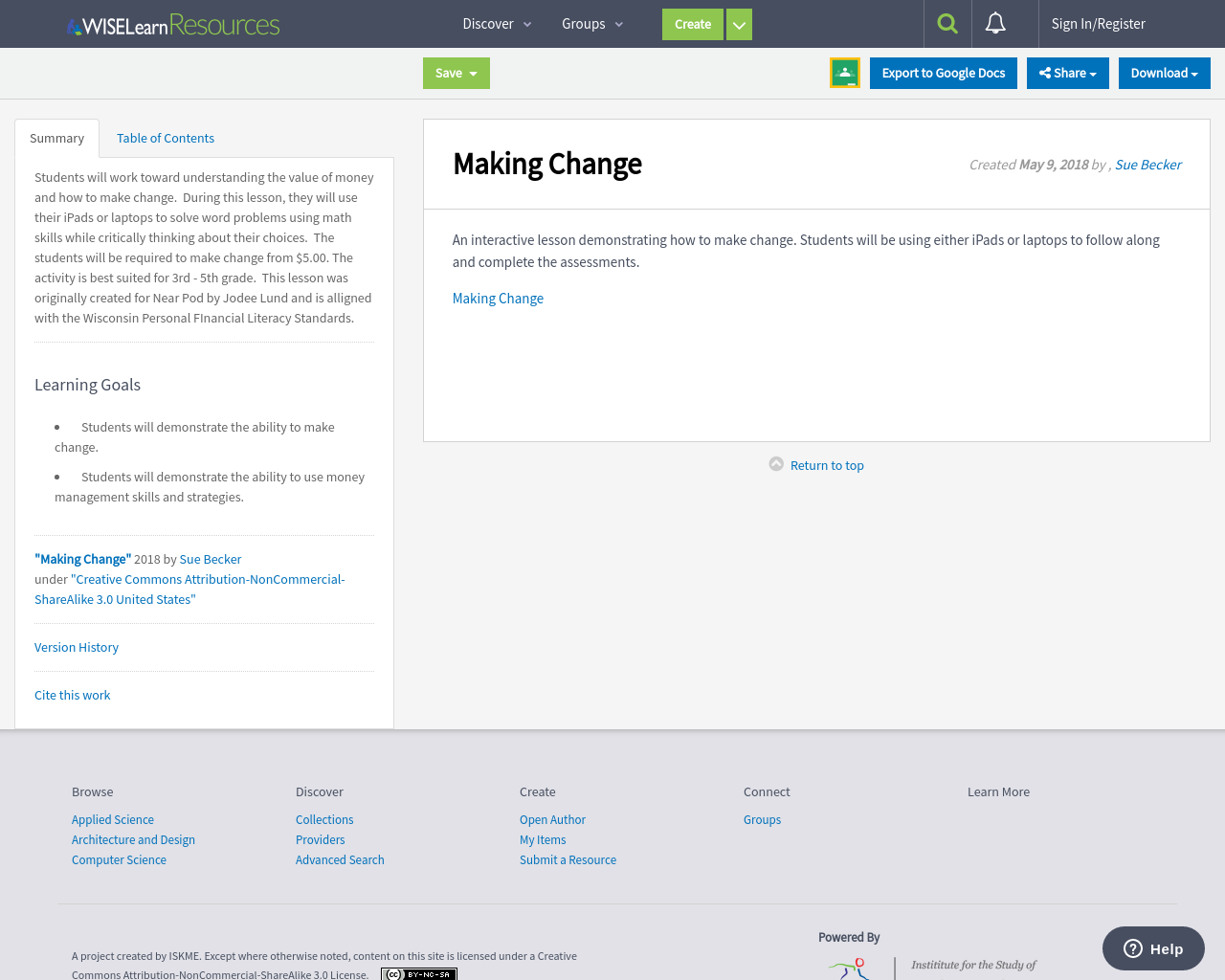 Making Change | WISELearn Resources