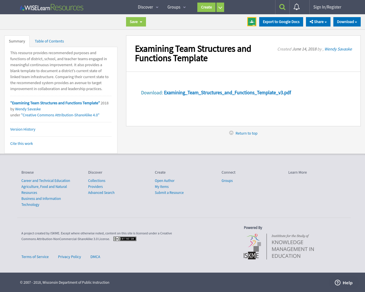 Examining Team Structures and Functions Template | WISELearn Resources