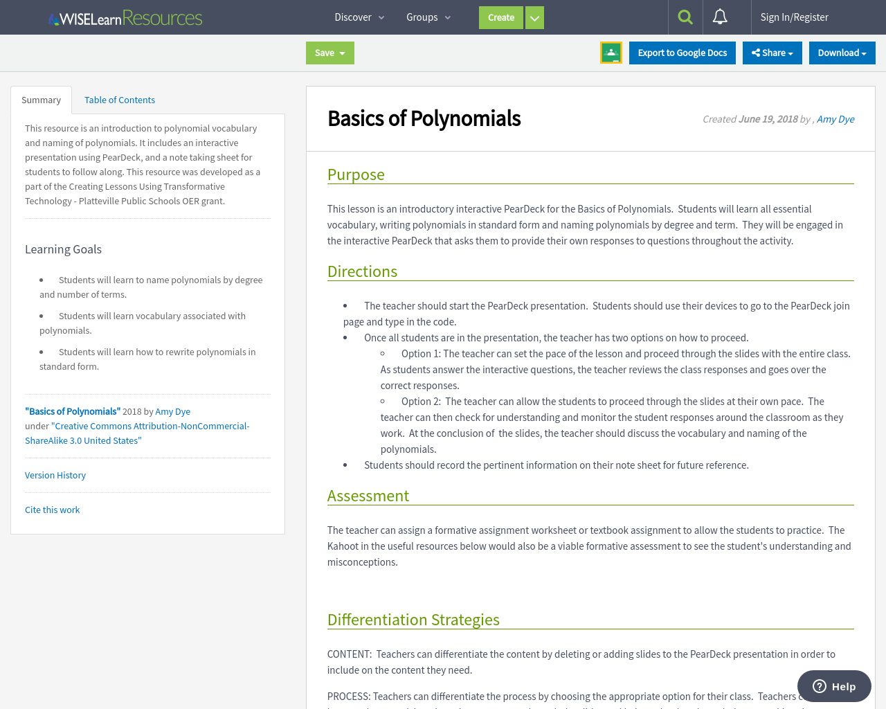 Basics of Polynomials | WISELearn Resources