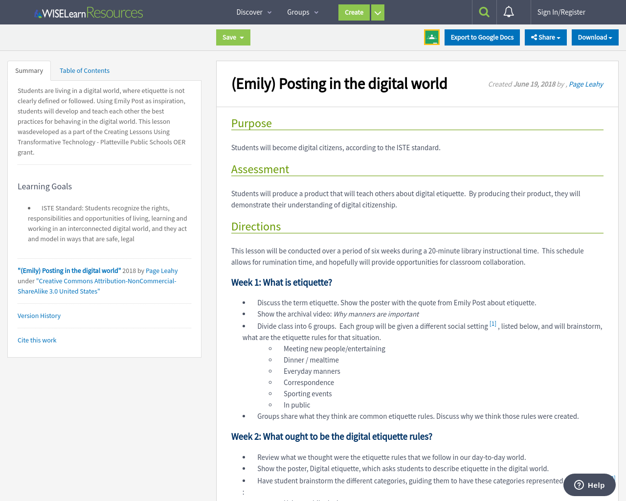 (Emily) Posting in the Digital World | WISELearn Resources
