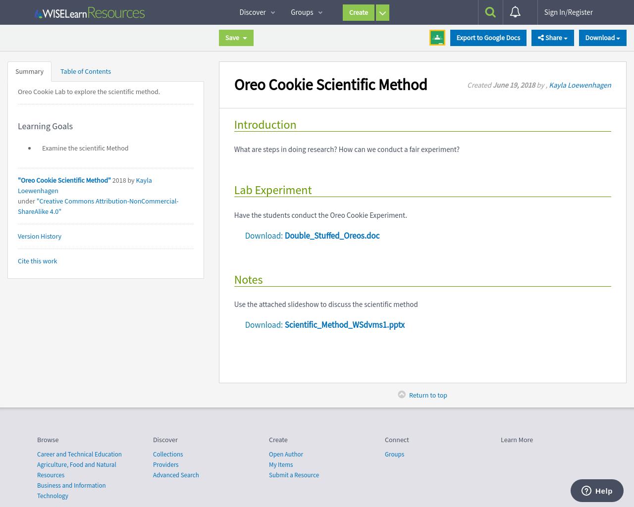 Oreo Cookie Scientific Method | WISELearn Resources